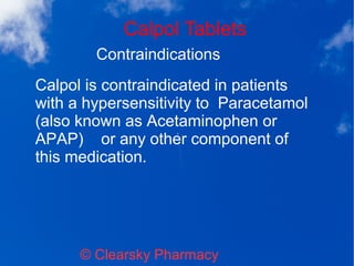 Calpol Tablets (Paracetamol or Acetaminophen) | ODP