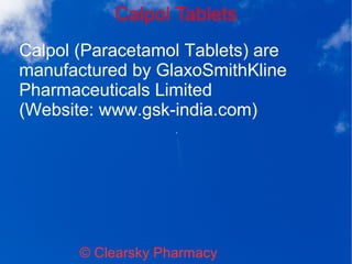 Calpol Tablets (Paracetamol or Acetaminophen) | ODP