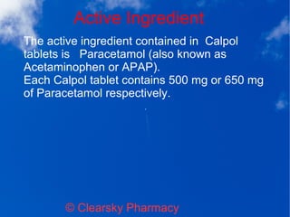 Calpol Tablets (Paracetamol or Acetaminophen) | ODP
