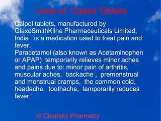 Calpol Tablets (Paracetamol or Acetaminophen) | ODP