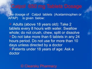 Calpol Tablets (Paracetamol or Acetaminophen) | ODP