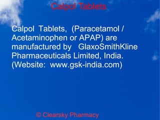 Calpol (Paracetamol tablets) | ODP