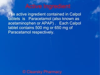 Calpol (Paracetamol tablets) | ODP