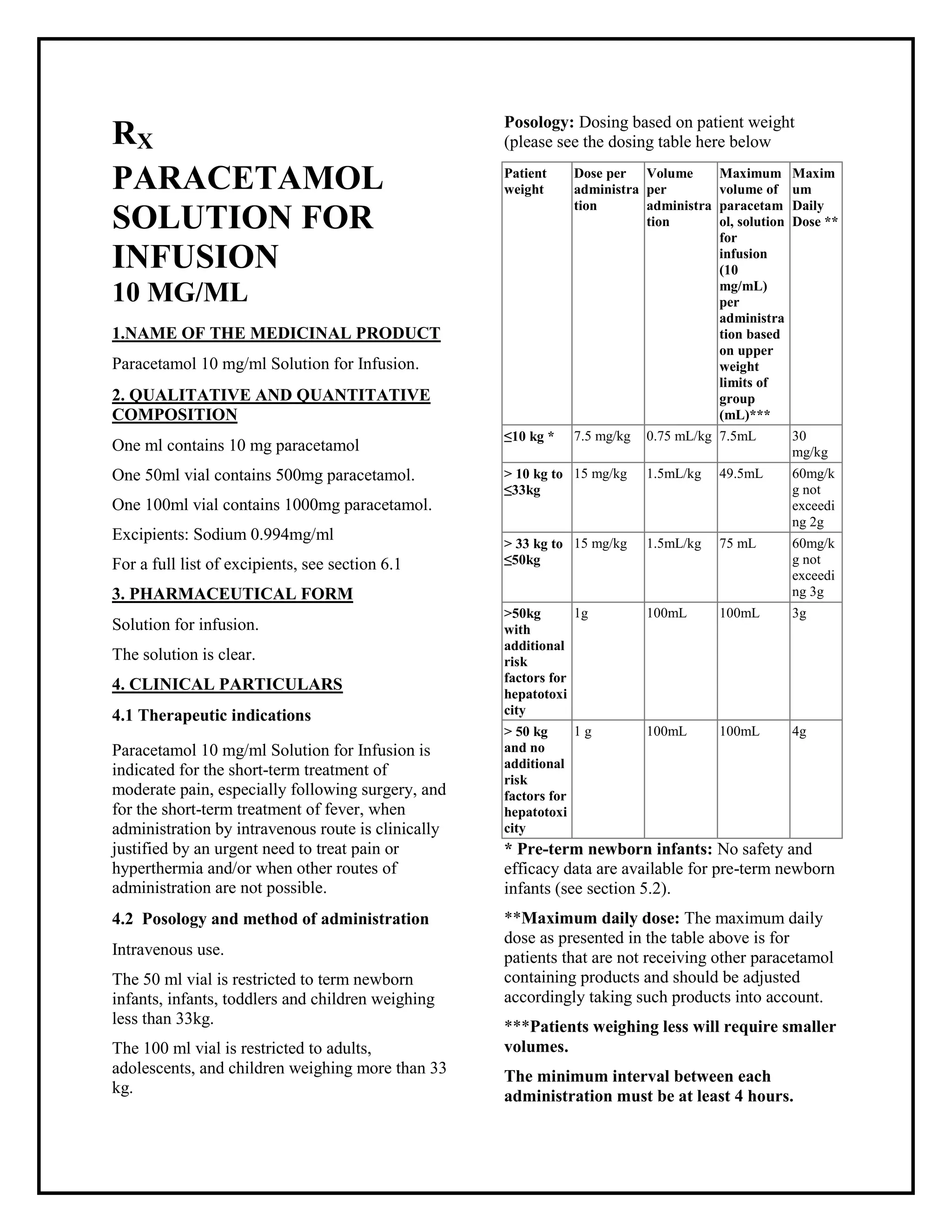 Paracetamol 10 mg per ml solution for infusion smpc taj pharmaceuticals ...