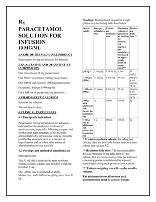Paracetamol 10 mg per ml solution for infusion smpc taj pharmaceuticals ...