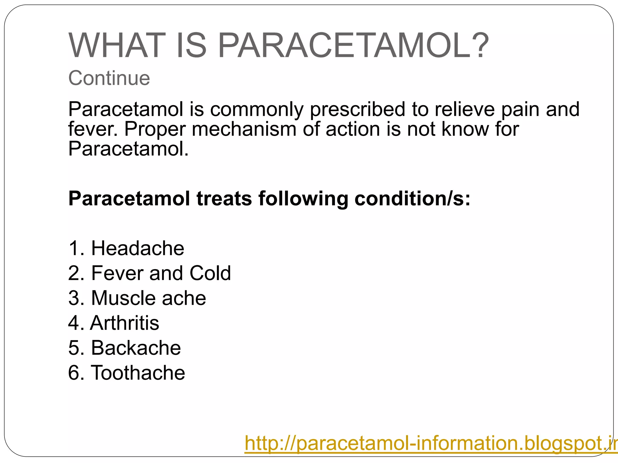 Paracetamol information ppt | PPTX