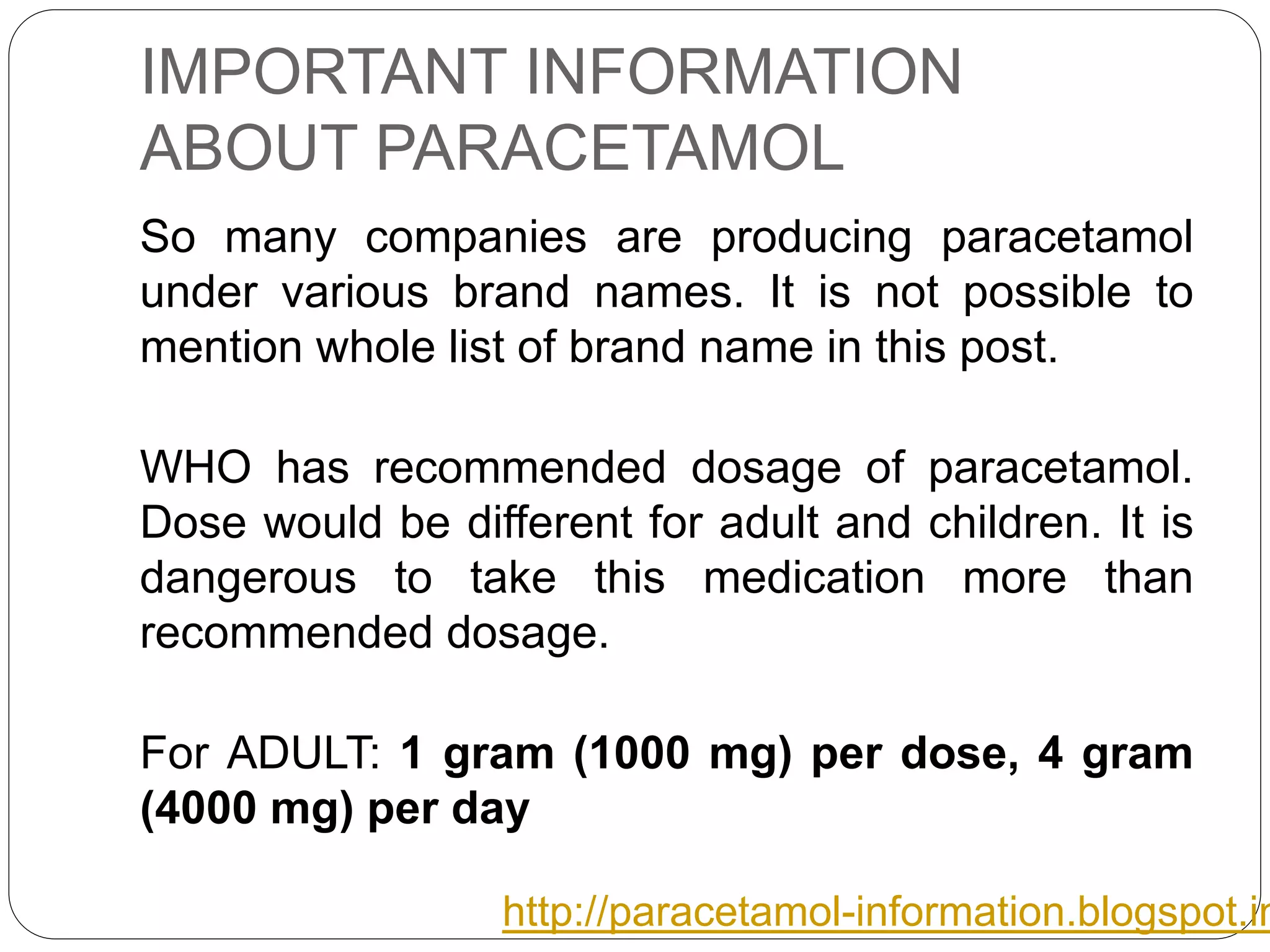 Paracetamol information ppt | PPTX