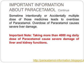 Paracetamol information ppt | PPTX