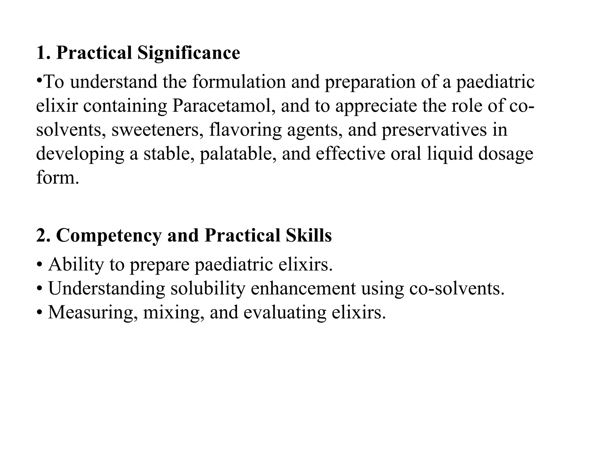 Paracetamol Pediatric Elixir dosage form | PPT