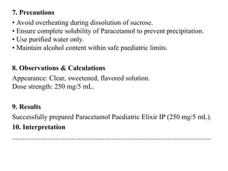 Paracetamol Pediatric Elixir dosage form | PPT