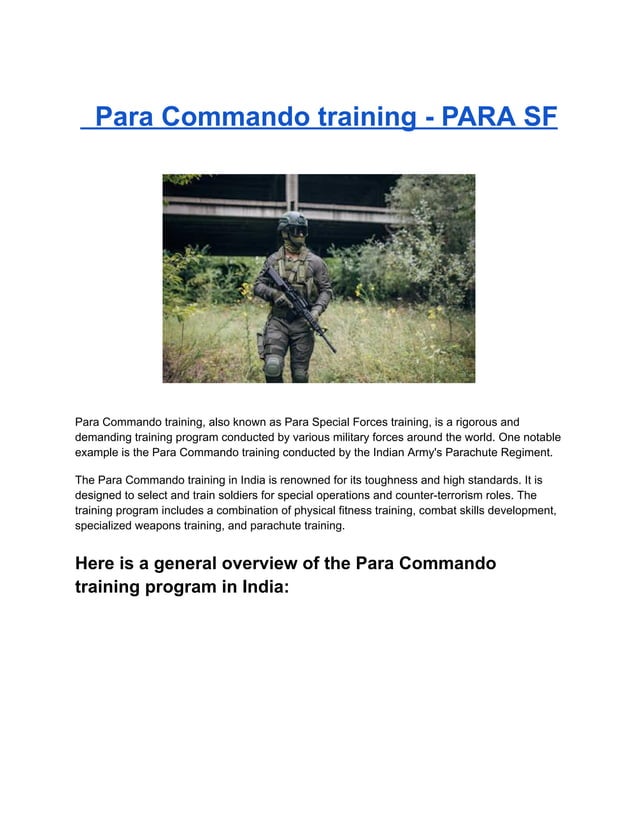 Para Commando training - PARA SF.pdf | Arms & Ammunition | Sensitive Topics