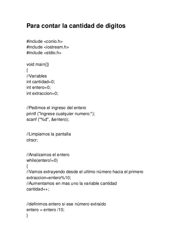 Para Contar La Cantidad De Digitos