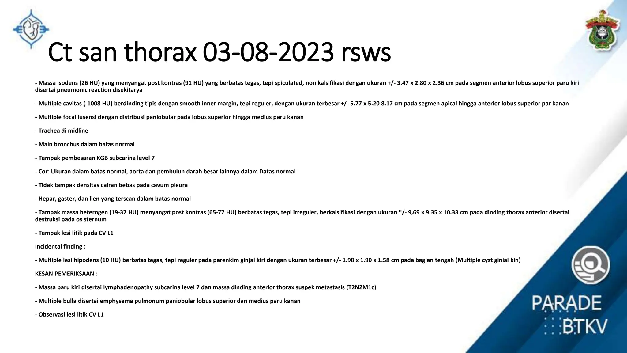 Parade BTKV - Tumor Sternum.pptx