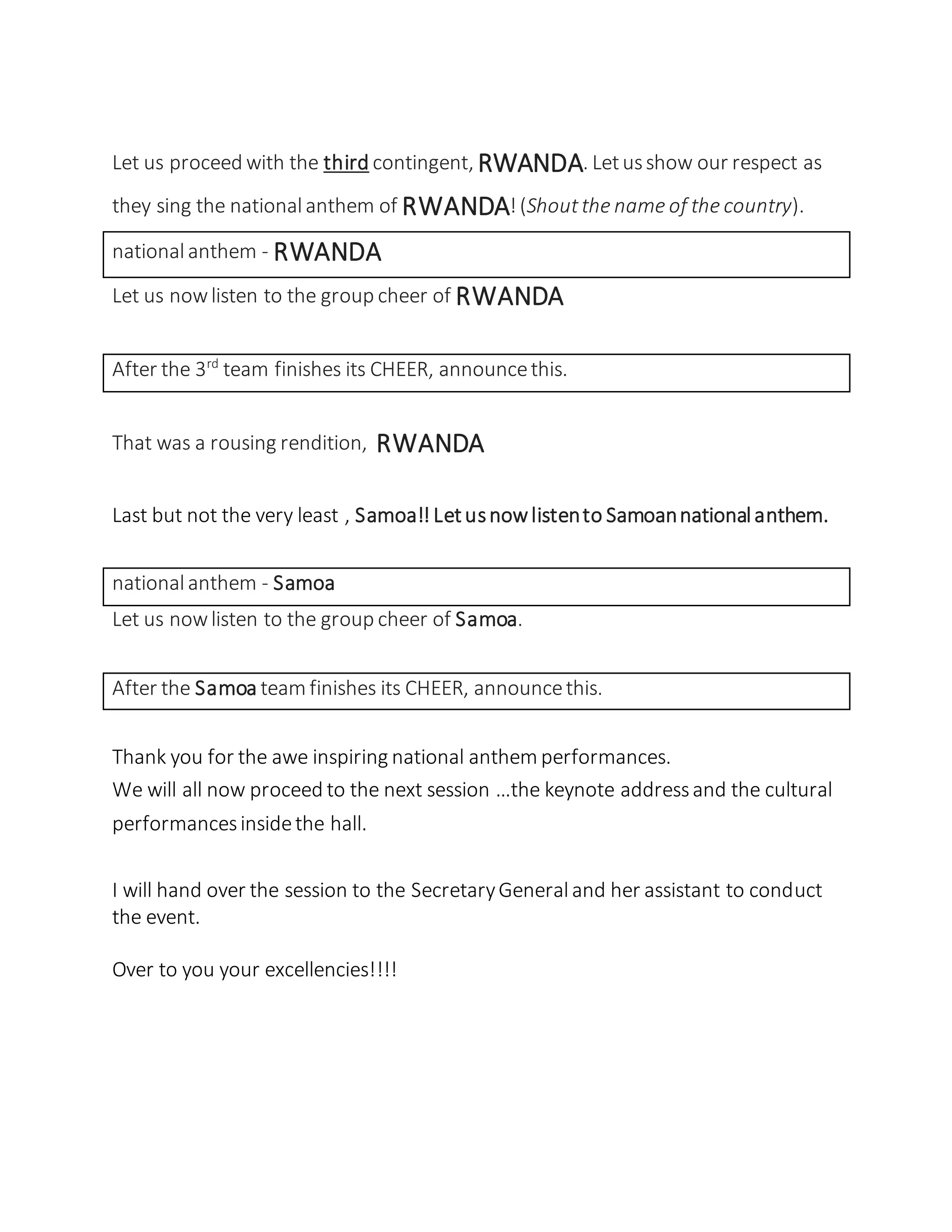 Parade mc script day 2 session 1 | DOCX