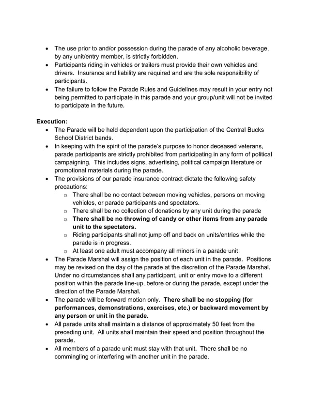 2012 Parade rules and guidelines | PDF