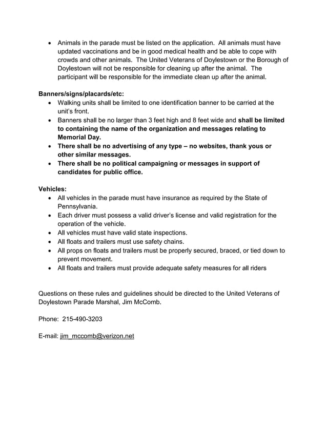 2012 Parade rules and guidelines | PDF