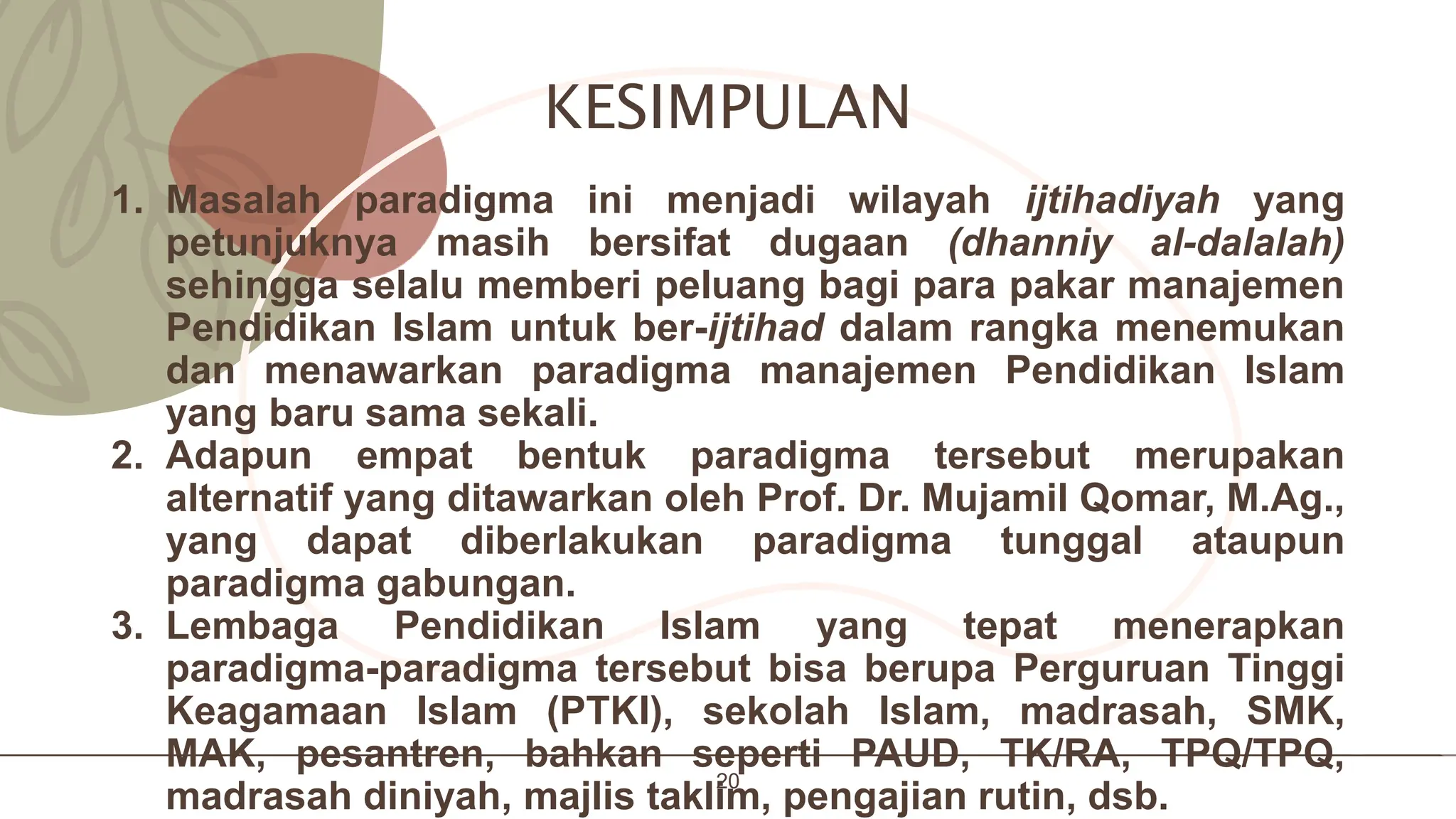 Paradigma Keilmuan Manajemen Pendidikan Islam | PPTX