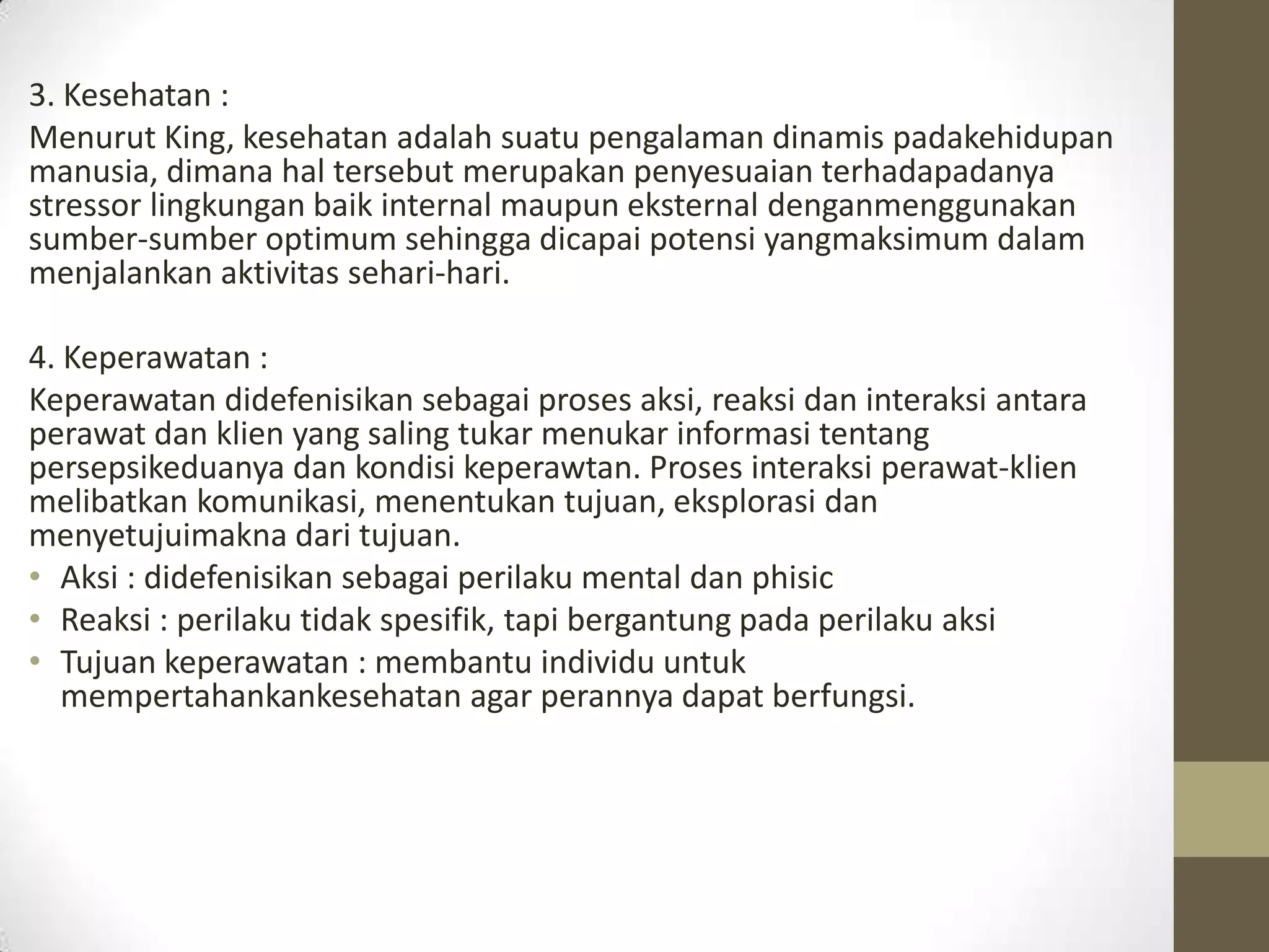 Paradigma keperawatan menurut imogene king | PPTX