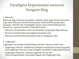 Paradigma keperawatan menurut imogene king | PPTX
