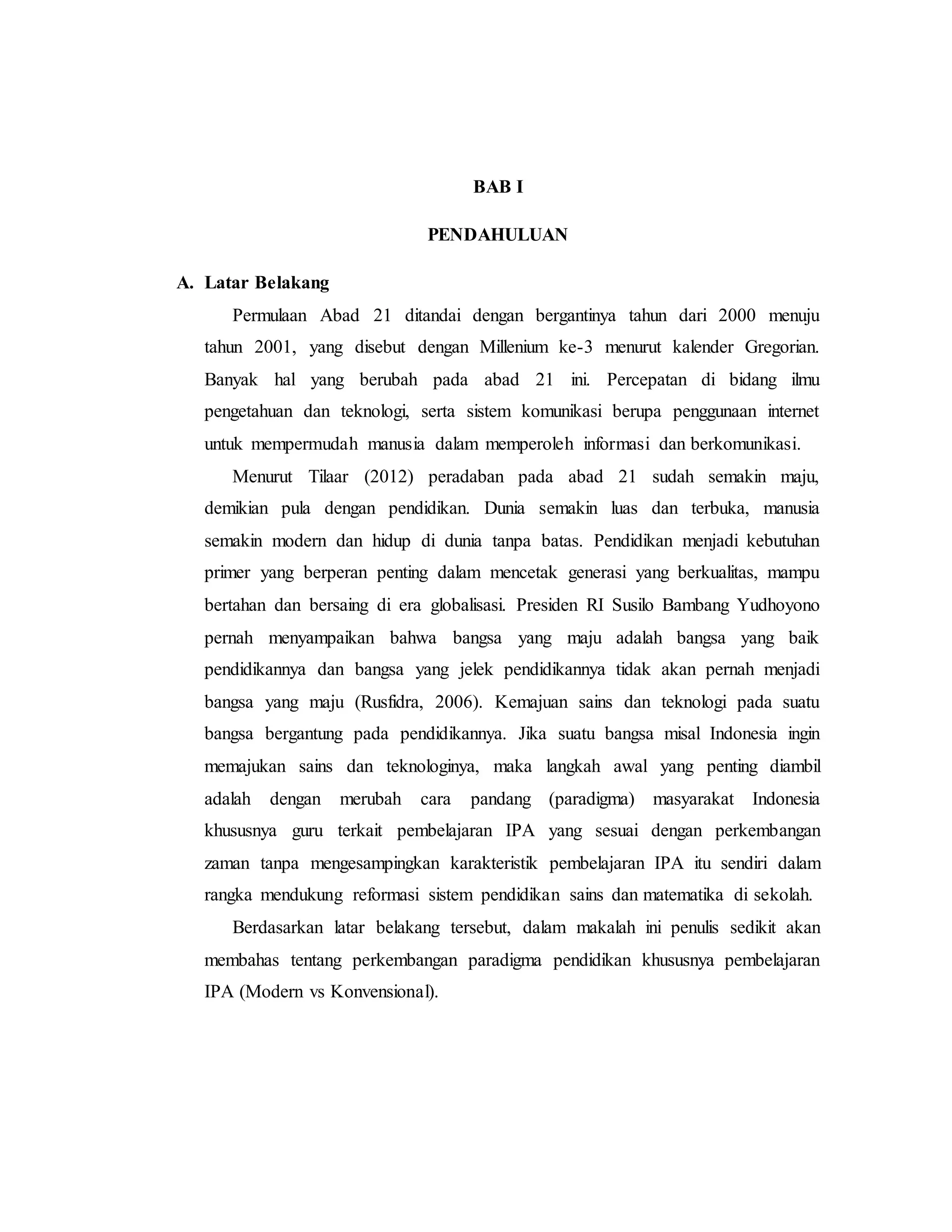 Paradigma pendidikan ipa | PDF