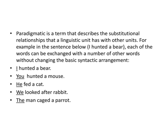 Paradigmatic vs syntagmatic relations 2 | PPTX