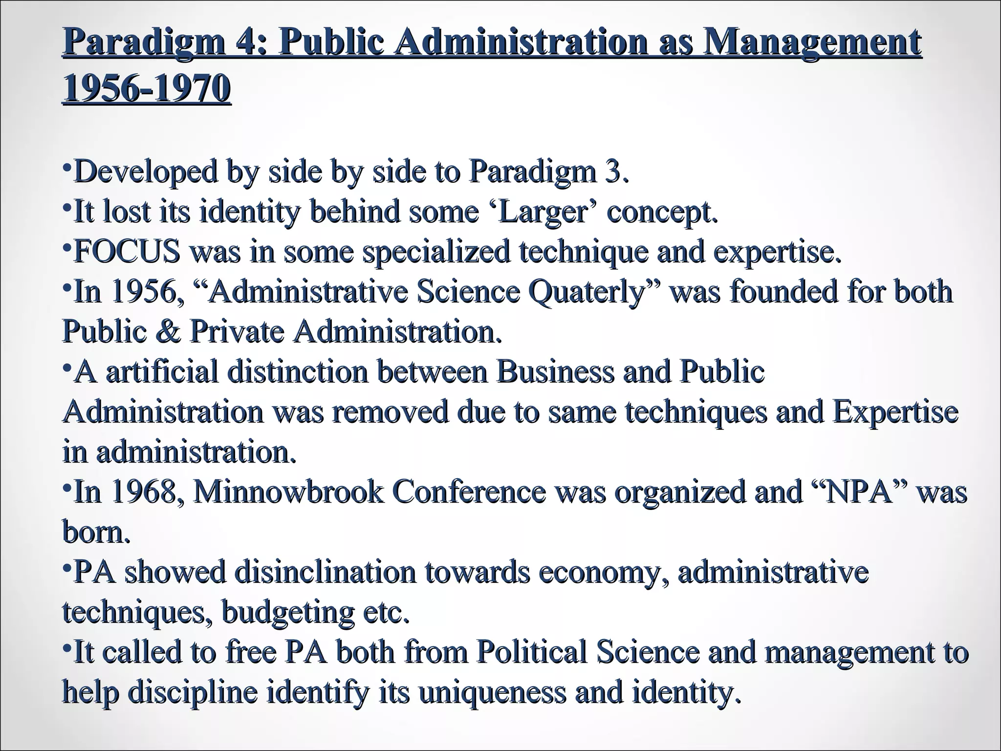 Paradigms of Public Administration | PPT