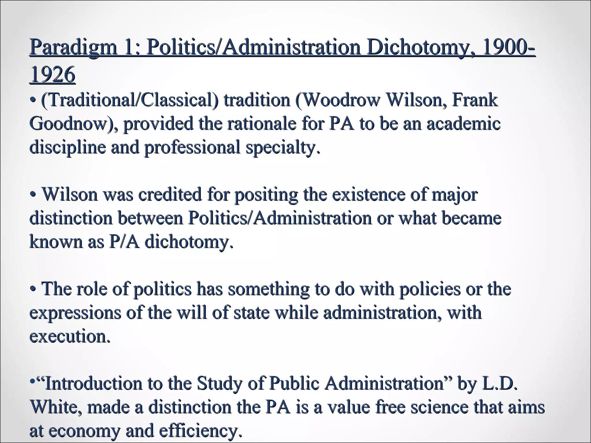 Paradigms of Public Administration | PPT