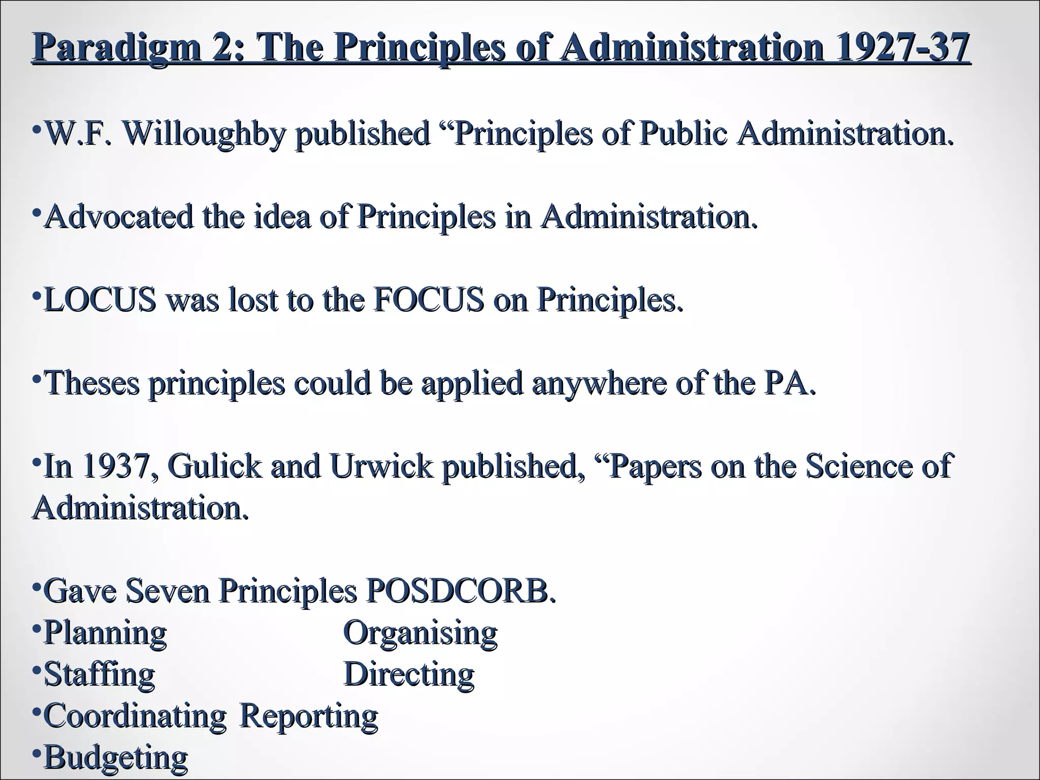 Paradigms of Public Administration | PPT