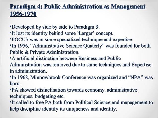Paradigms of Public Administration | PPT | Science