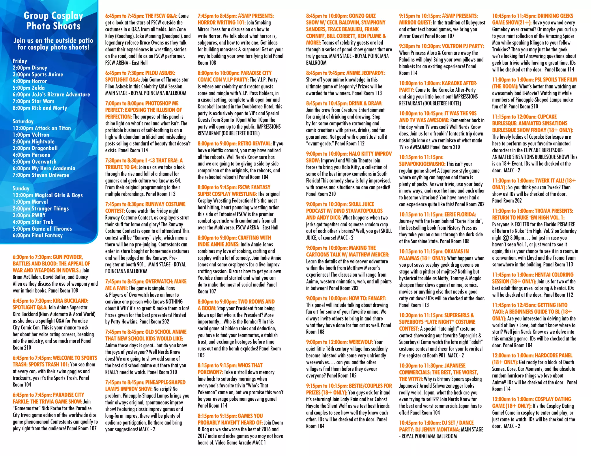 Paradise City Comic Con 2018 Program Guide | PDF