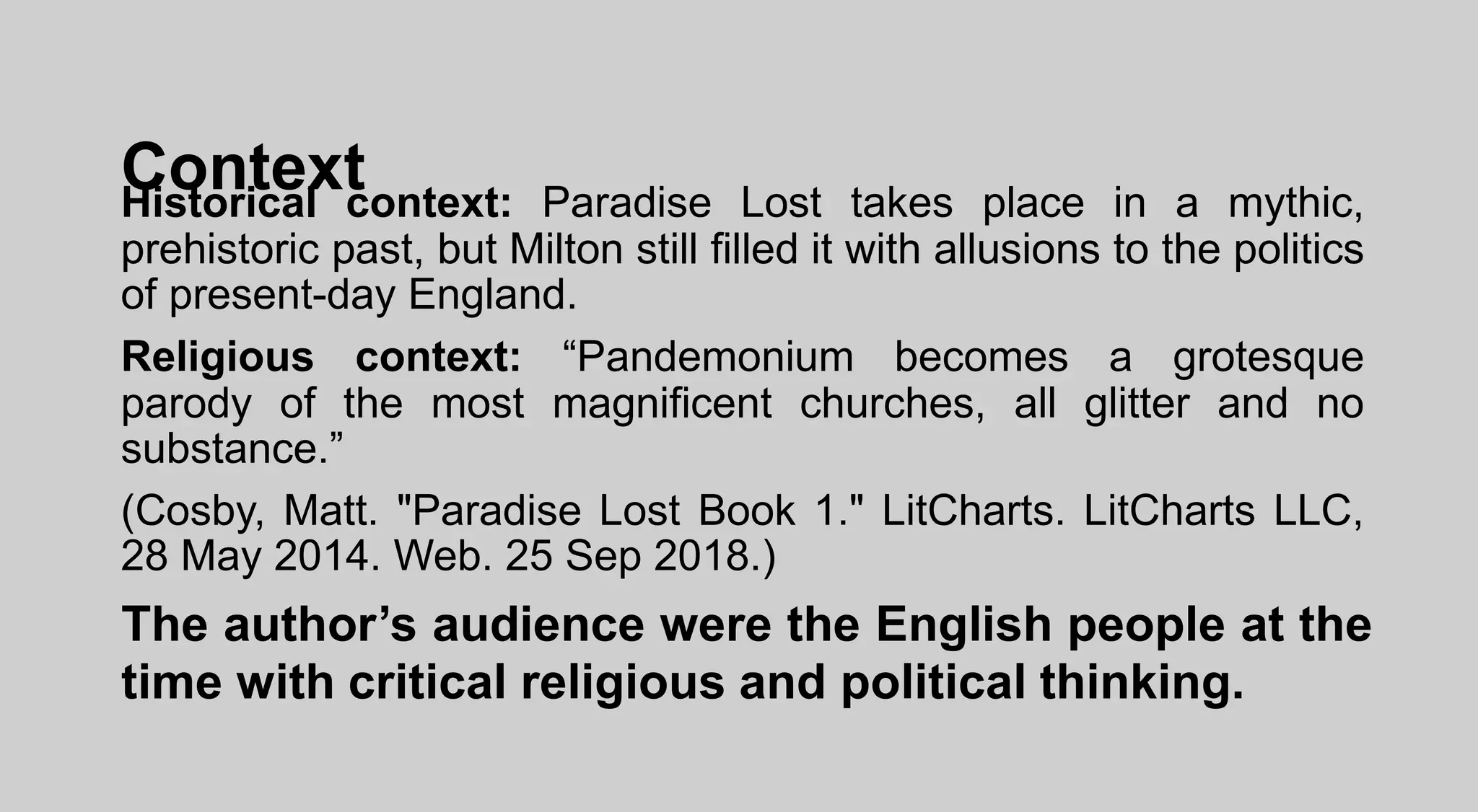 Paradise Lost Poem Analysis | PPT