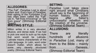 Paradise Lost Poem Analysis | PPTX