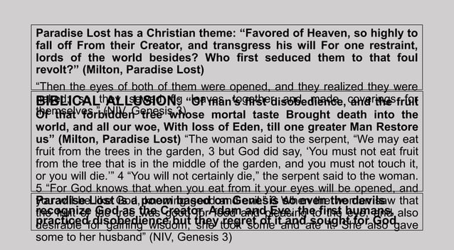 Paradise Lost Poem Analysis | PPT