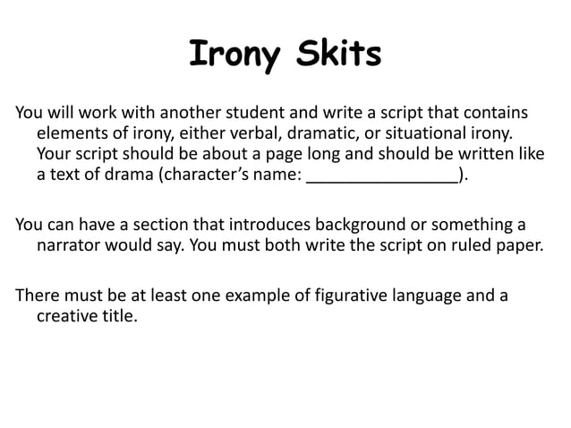 Paradox and irony | PPTX | Screenwriting | Content Production