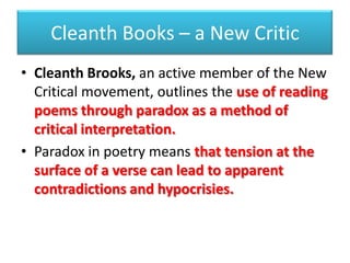 Cleanth Brooks - The Language of Paradox | PPTX
