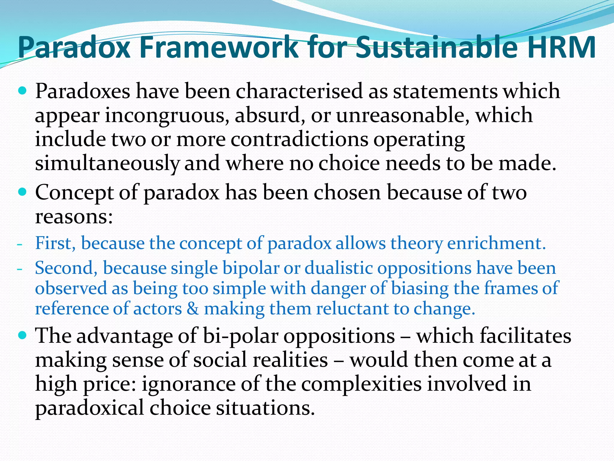 Paradox framework for sustainable HRM | PPTX