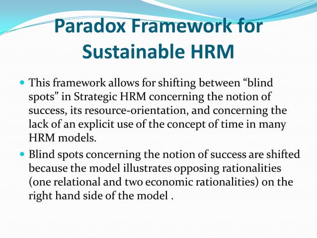 Paradox framework for sustainable HRM | PPT
