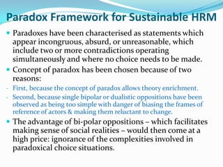 Paradox framework for sustainable HRM | PPTX