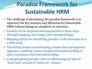 Paradox framework for sustainable HRM | PPTX