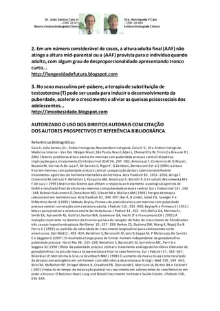 PARADOXO; PRECOCIDADE SEXUAL UM COMPROMETIMENTO CERTO NA BAIXA ESTATURA ...