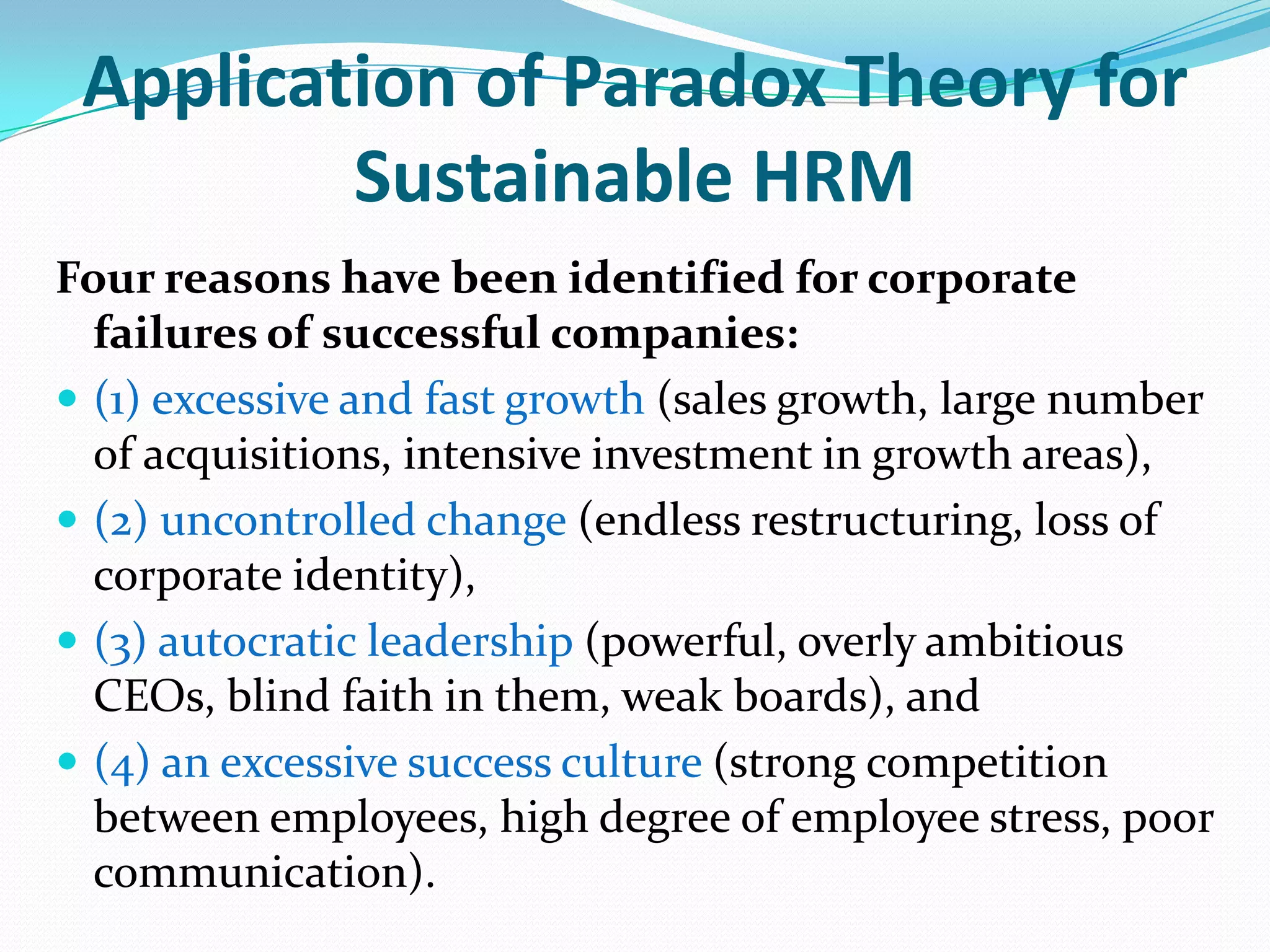Paradox theory as a lens of theorizing for sustainable HRM | PPTX