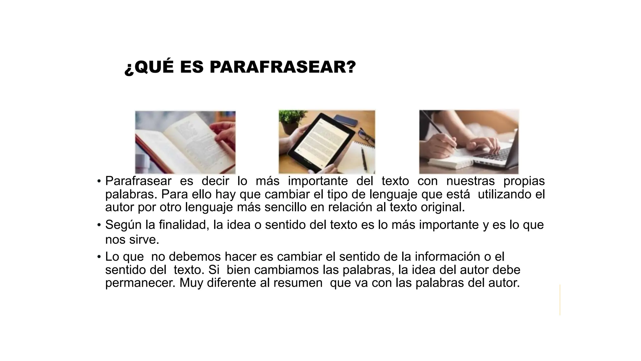 Parafraseo que te ayuda a reducir texto lecturas documentos que es mas ...