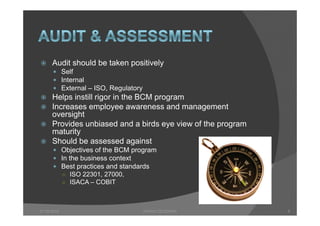 BCM Continuous improvement - Audit & Assessment | PDF