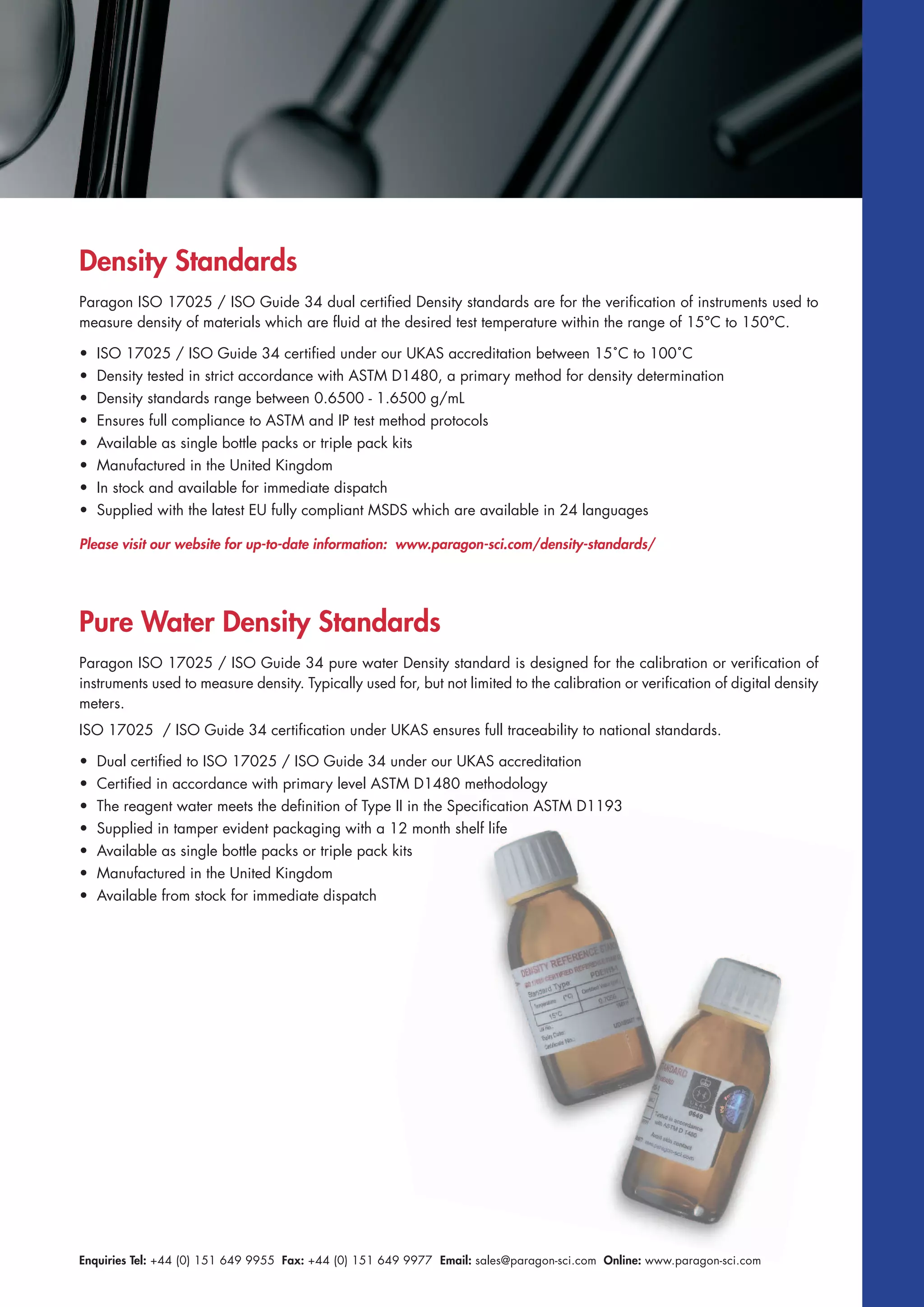 Paragon Scientific: Callibration Standards & Certified Reference ...