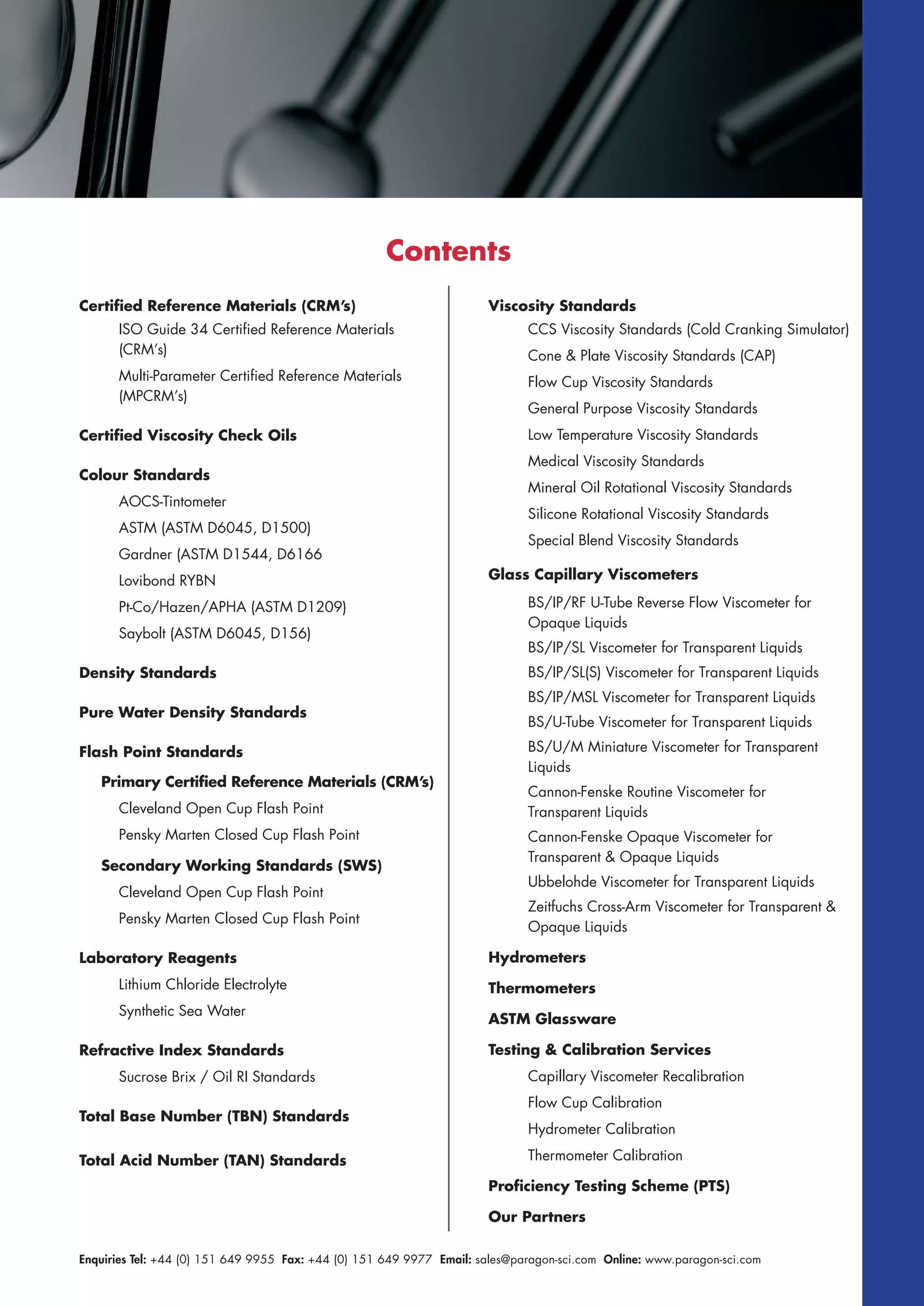 Paragon Scientific: Callibration Standards & Certified Reference ...