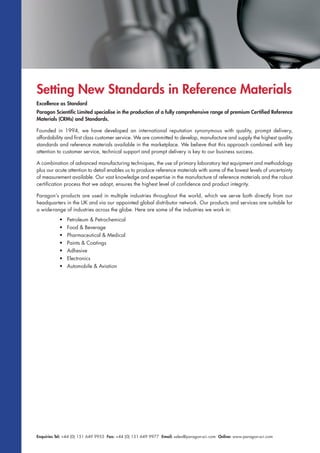 Paragon Scientific: Callibration Standards & Certified Reference ...