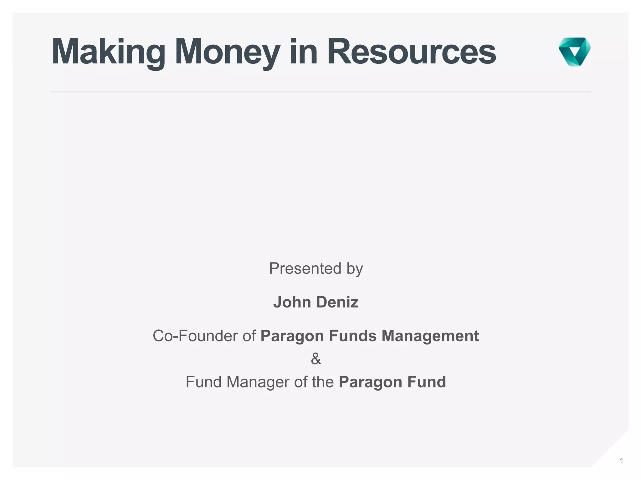 John Deniz Investor Presentation February 2015 | PDF