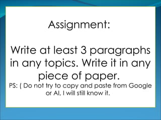 paragraph writing final in English Remedial Instri=uctionpt | PPT