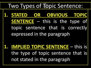 The Paragraph and Topic Sentence | PPTX