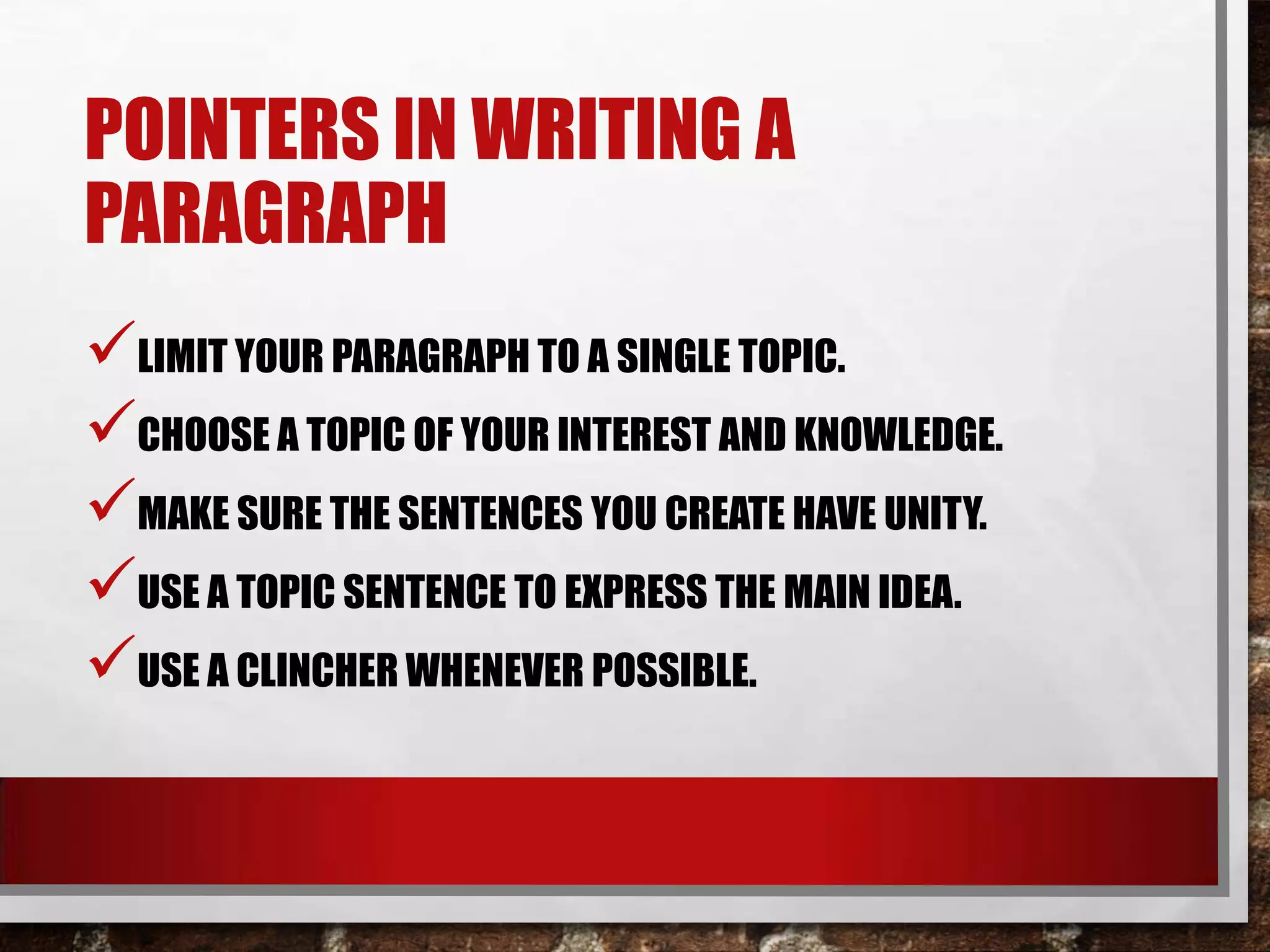 Writing Paragraph | PPT | Free Download